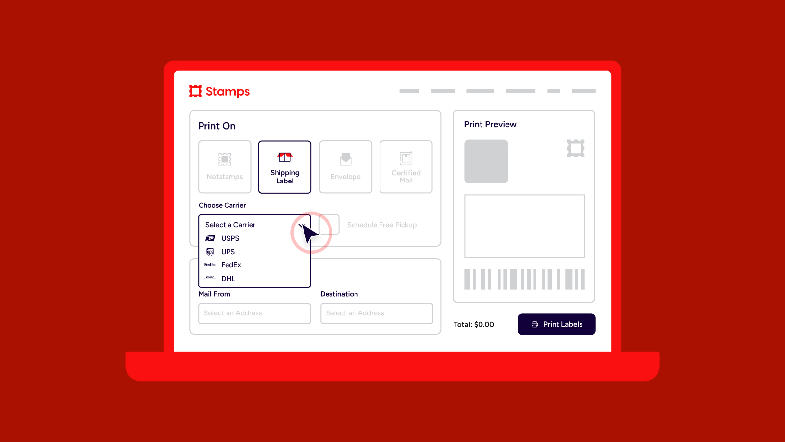 Print Unlimited Shipping Labels Across Carriers with Stamps.com